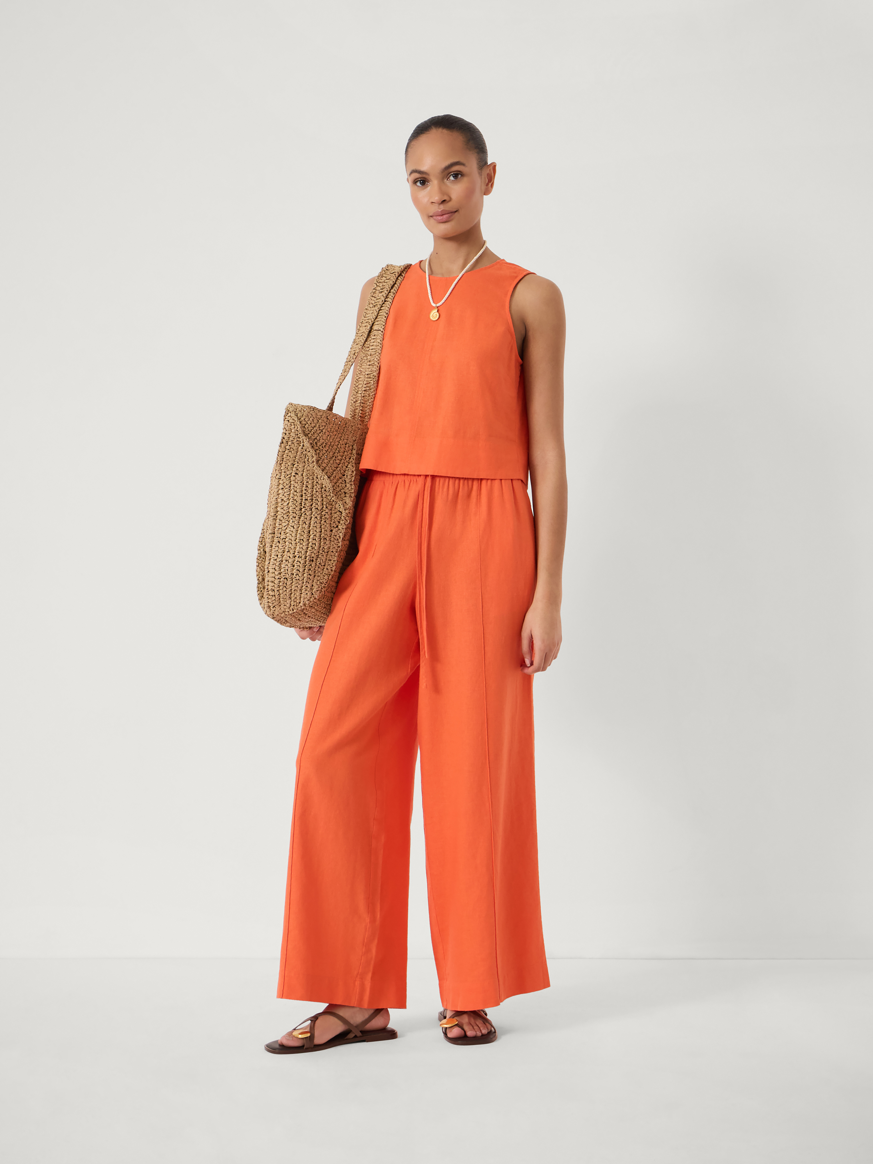 Vera Linen Blend Shell Top | Bright Orange | hush