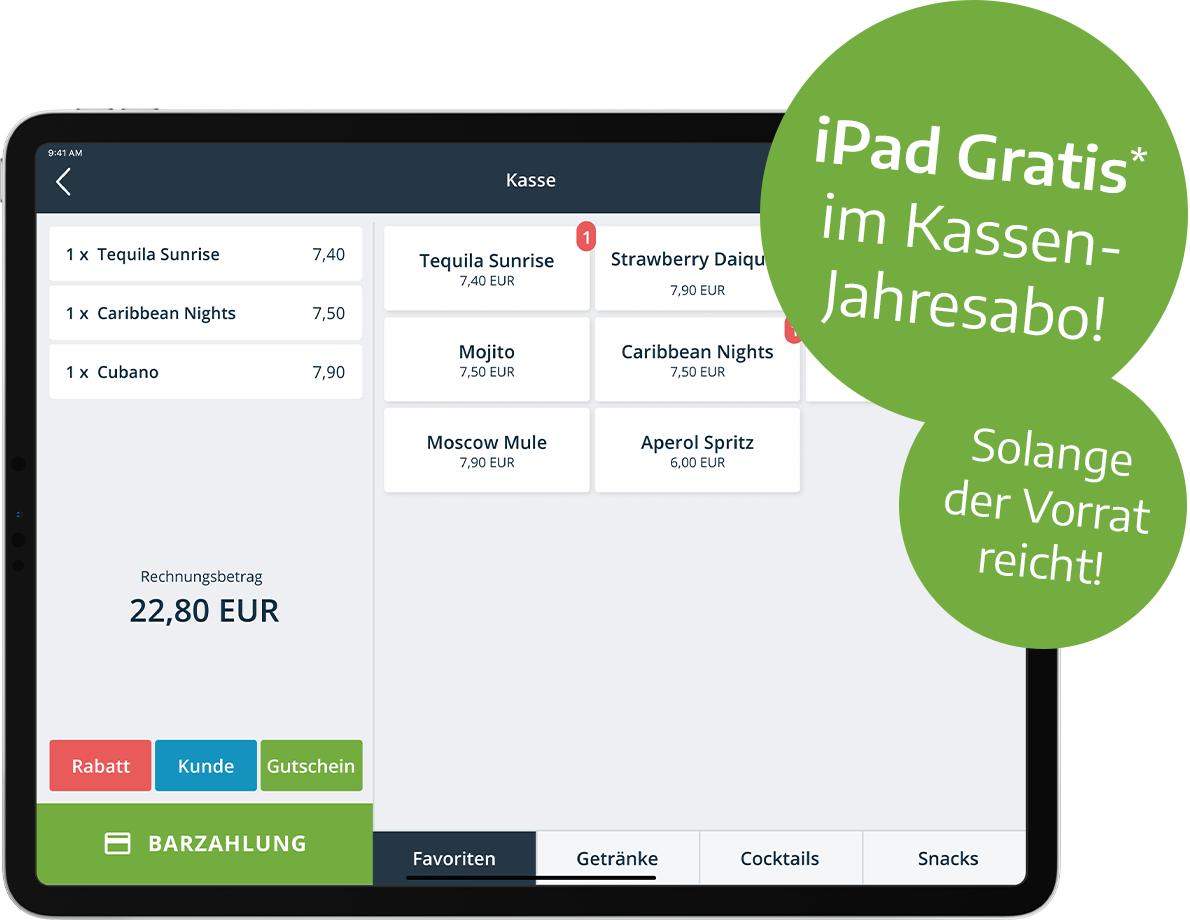 iPad Kassensystem | Registrierkasse für Tablets in Deutschland