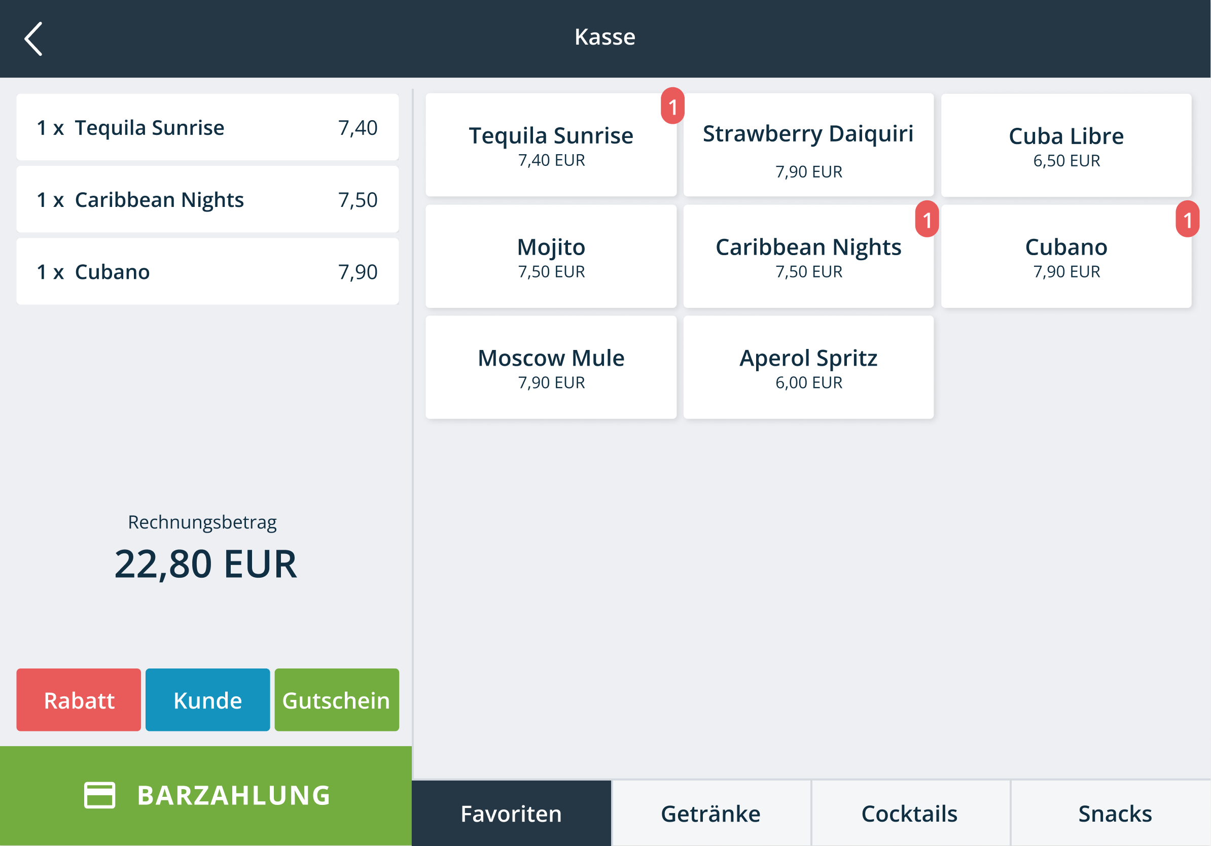 Das Kassensystem für Bar, Kneipe & Nachtclub – ab 34,90 Euro/mtl.