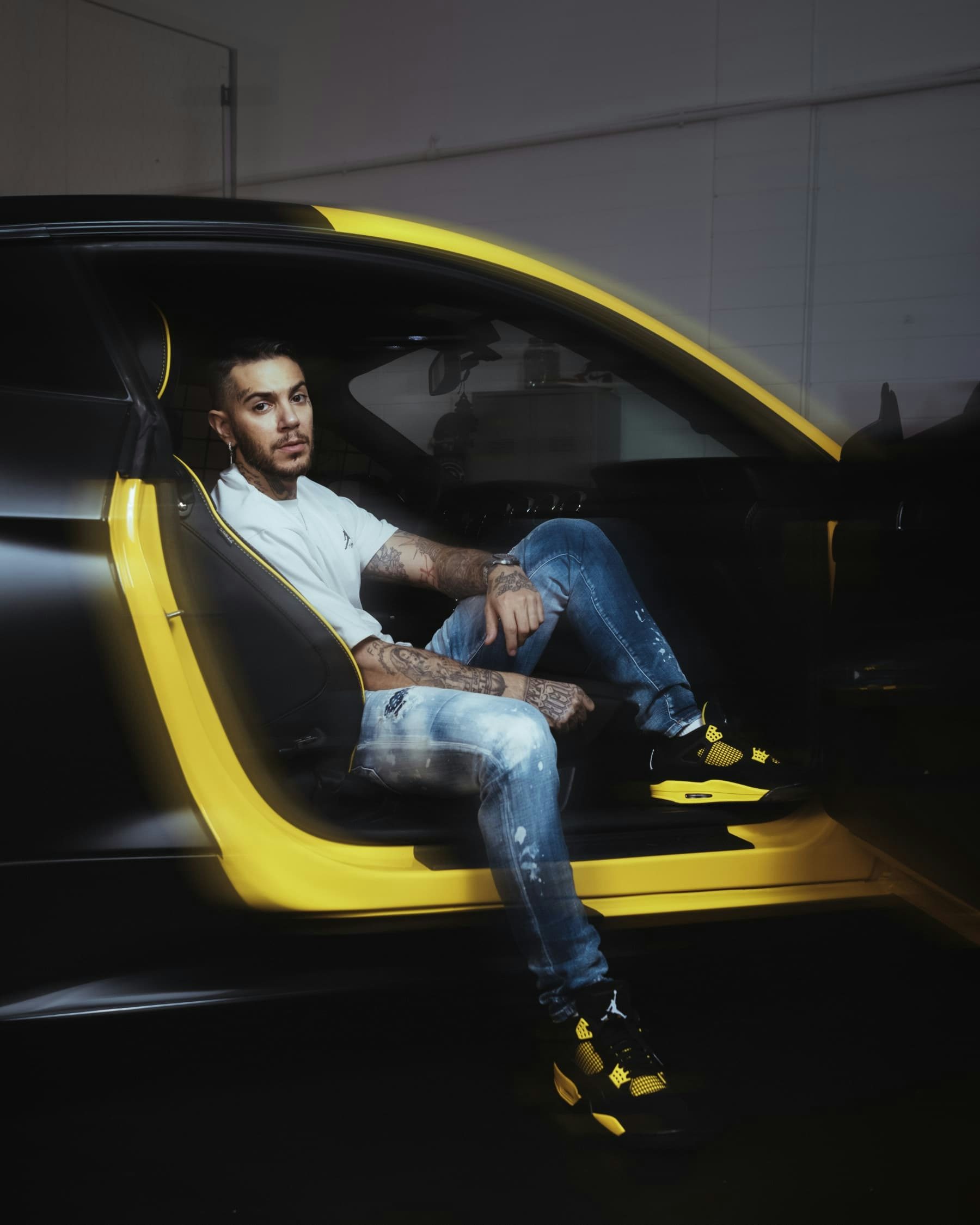 Emis Killa with AJ4 Yellow Thunder