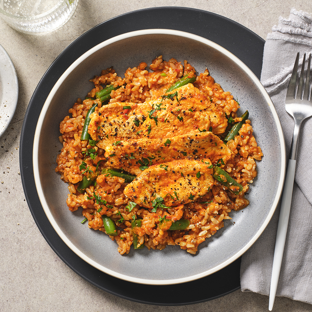 Peri-Peri Chicken with tomato rice and green beans | Chefgood