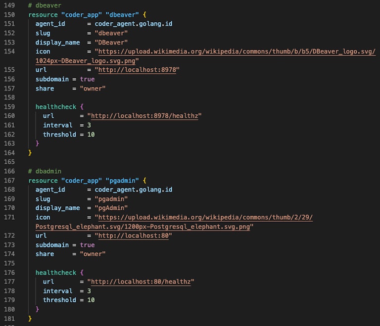 Running Postgresql Dbeaver And Pgadmin Containers In Coder Coder