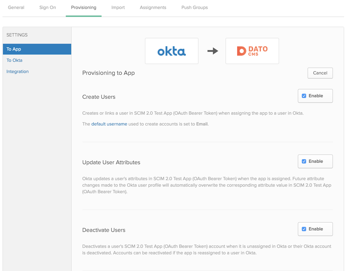 Okta Single Sign-On — DatoCMS