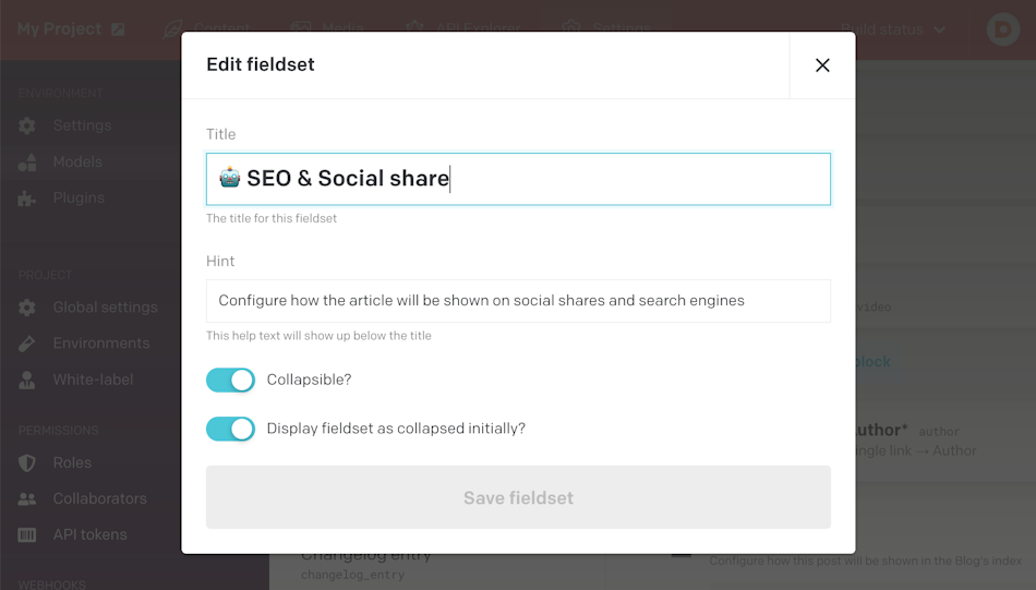 New feature: keep your models organized with fieldsets