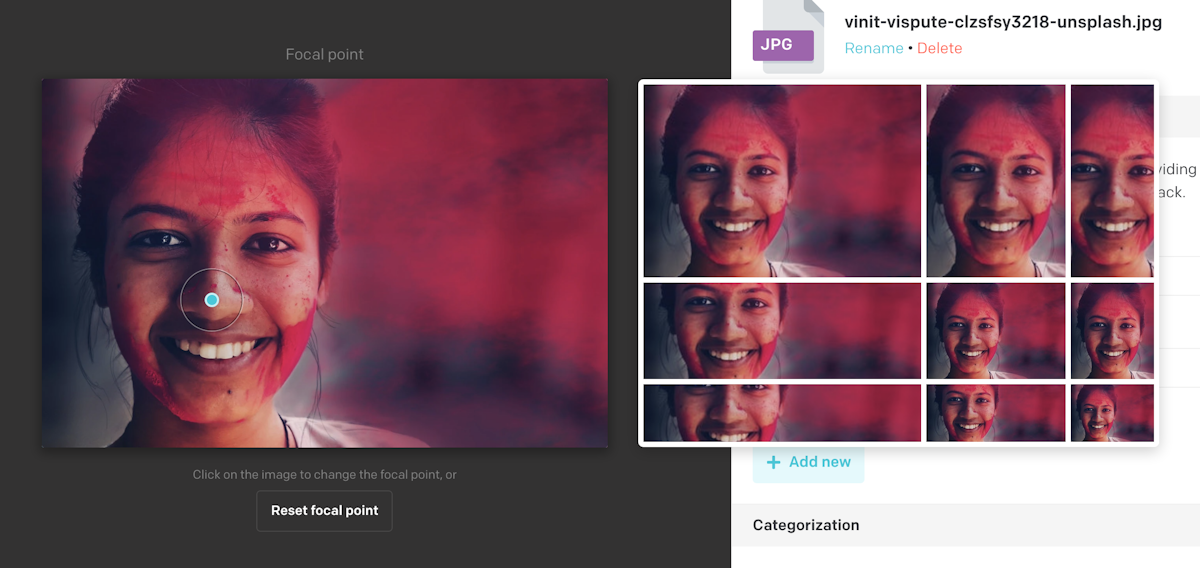 New feature: control the cropping of your images with focal points