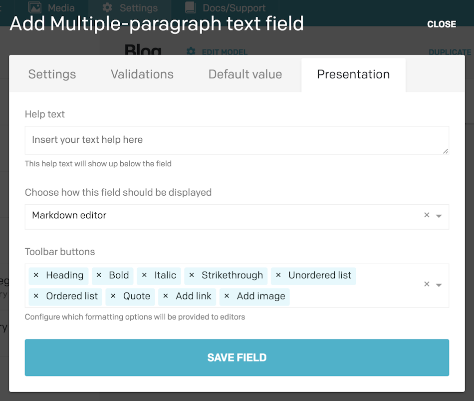 Customizable toolbar for HTML and Markdown editors — DatoCMS