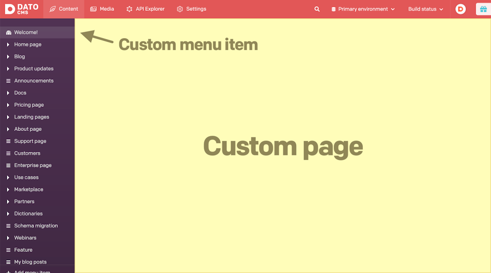 Custom pages — DatoCMS