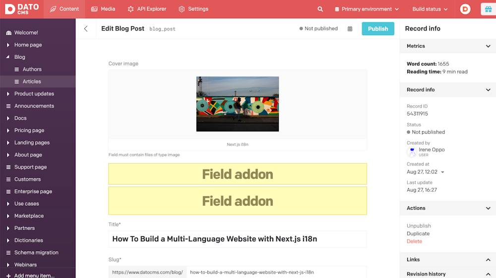 Field extensions — DatoCMS