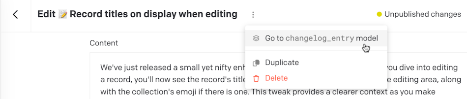 Record titles on display when editing — DatoCMS