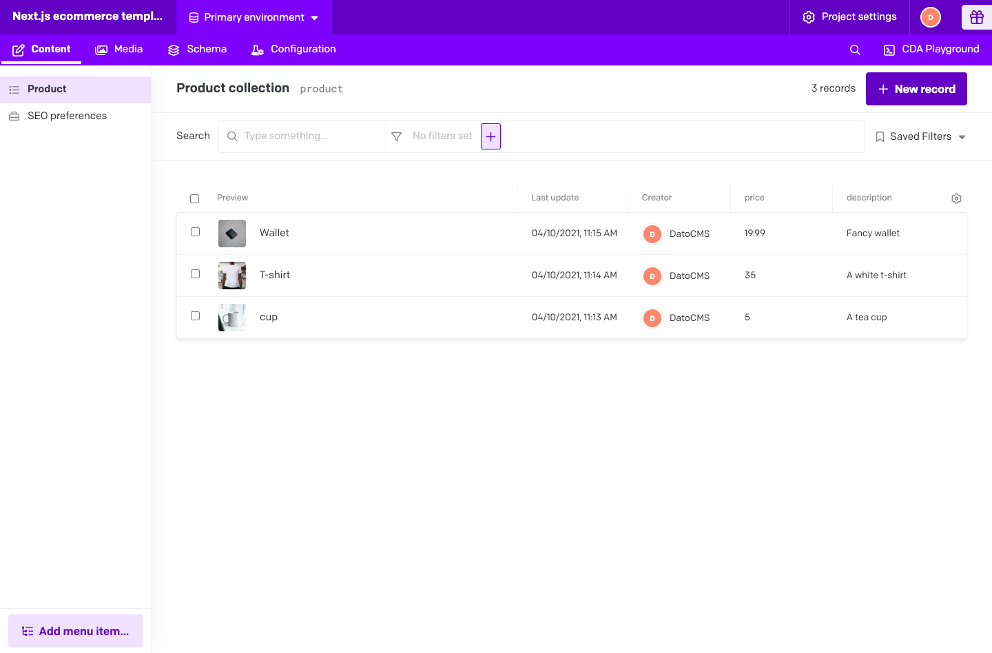 React ecommerce template - Get started with one click