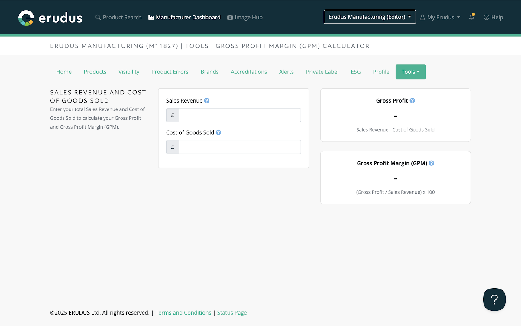 Erudus Gross Profit Margin Calculator