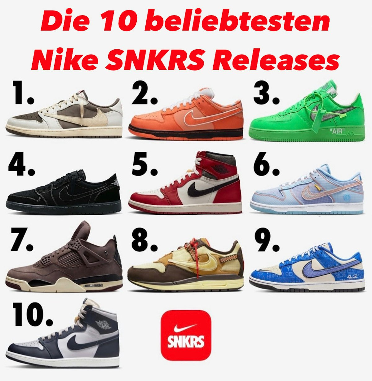 Die 10 beliebtesten Nike SNKRS Releases – HEAT MVMNT