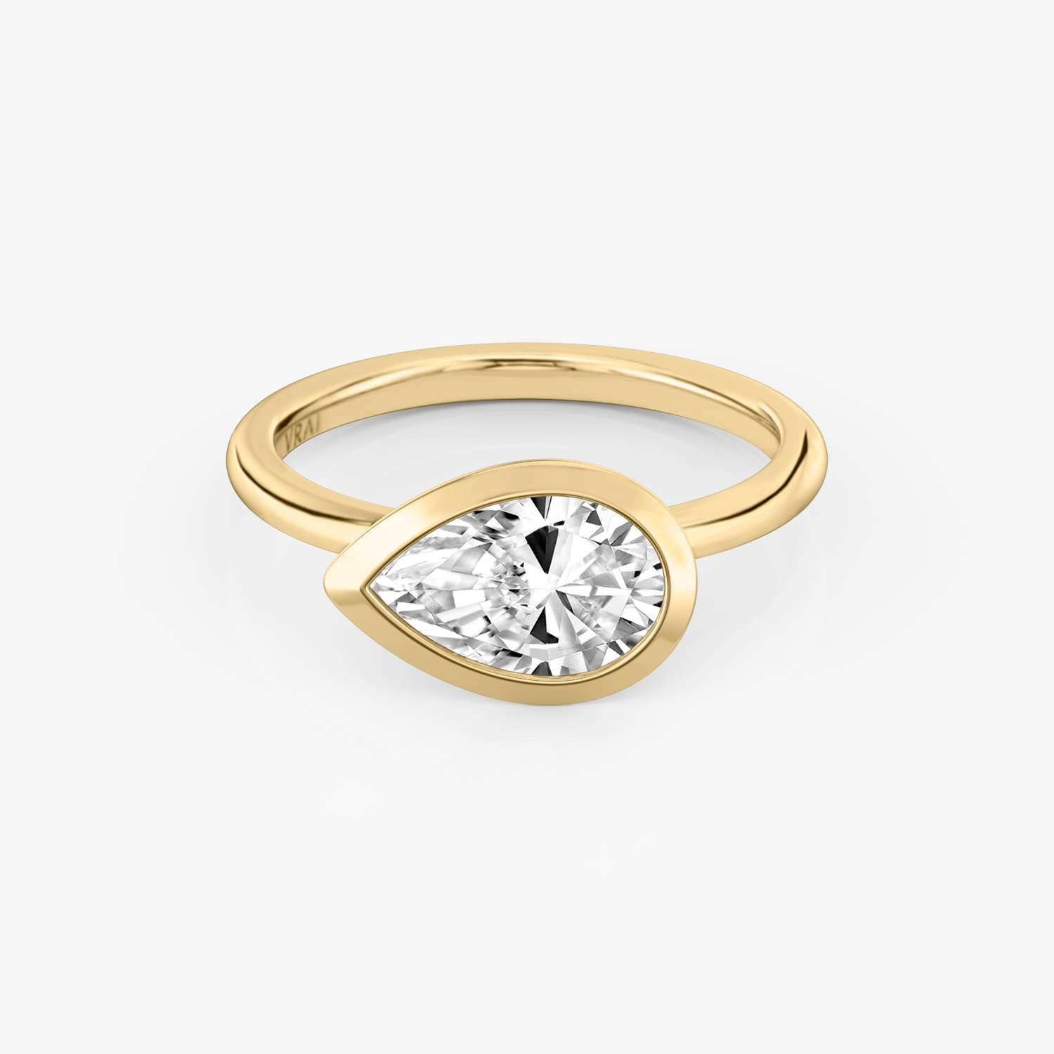 The Signature Bezel Pear Engagement Ring | Plain Band | Yellow Gold