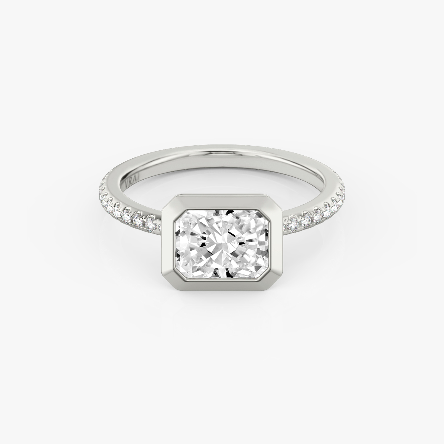The Signature Bezel Radiant Engagement Ring | Pavé Band | White Gold