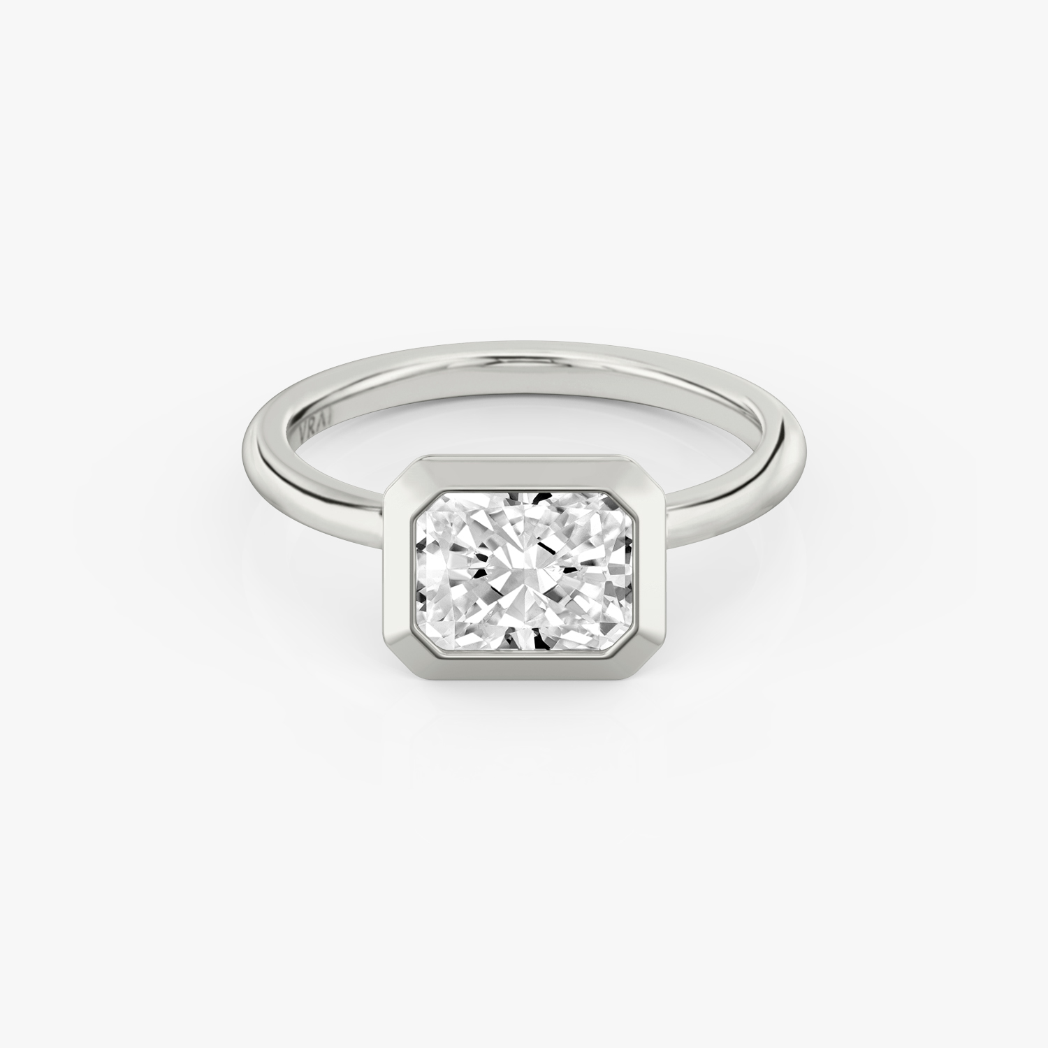 The Signature Bezel Radiant Engagement Ring | Plain Band | White Gold