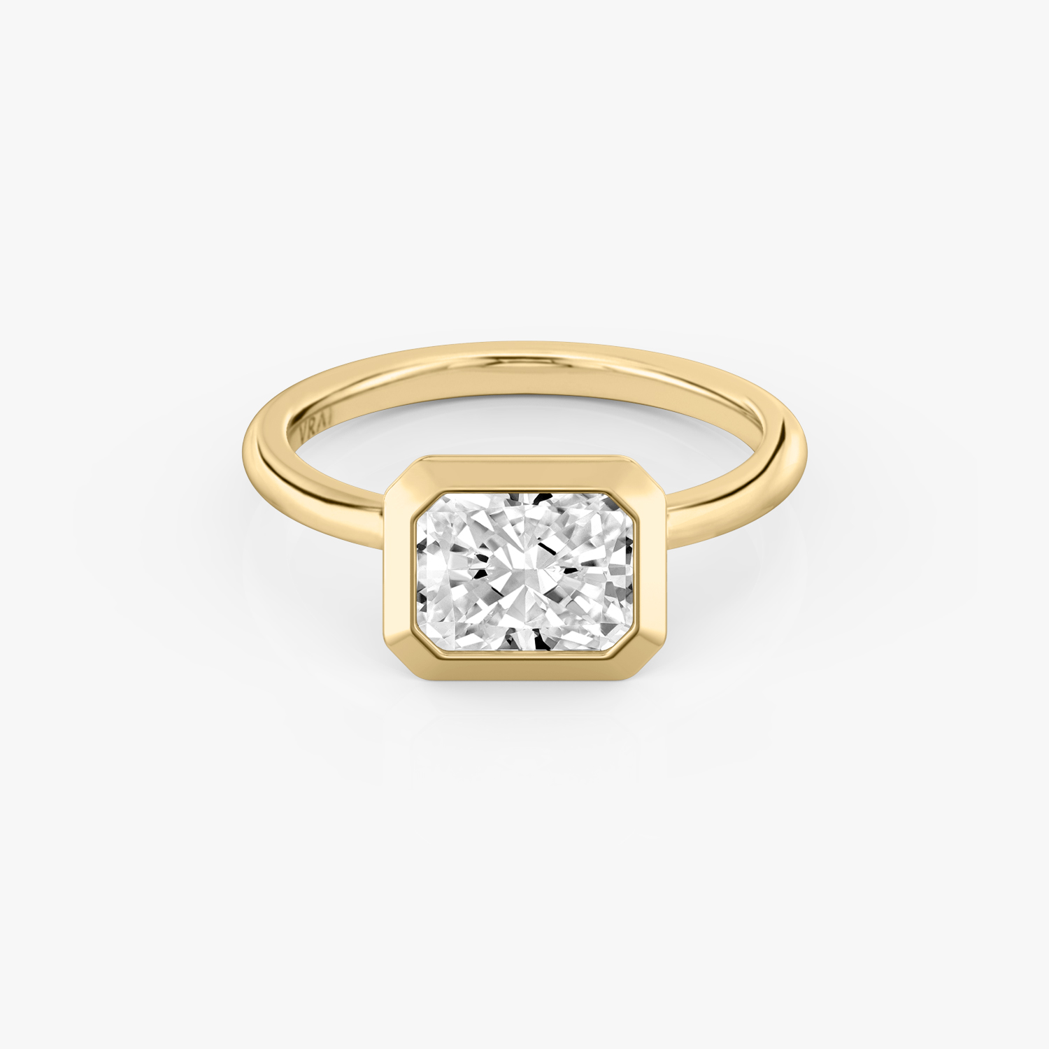 The Signature Bezel Radiant Engagement Ring | Plain Band | Yellow Gold