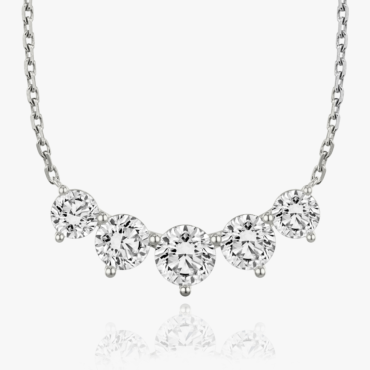 Arc Necklace in White Gold | 5 Round Brilliant VRAI Created Diamonds