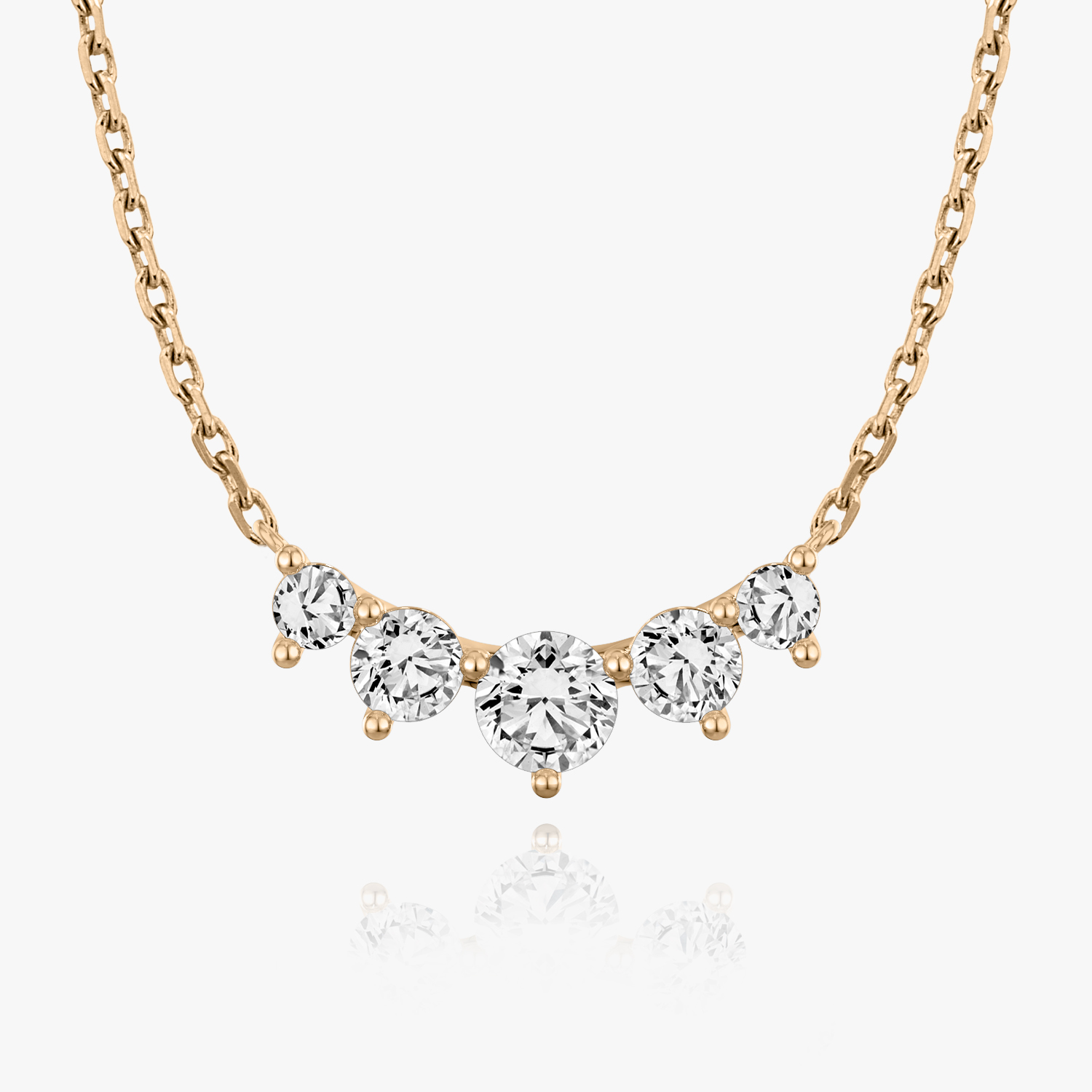 Arc Necklace in Rose Gold | 5 Round Brilliant VRAI Created Diamonds