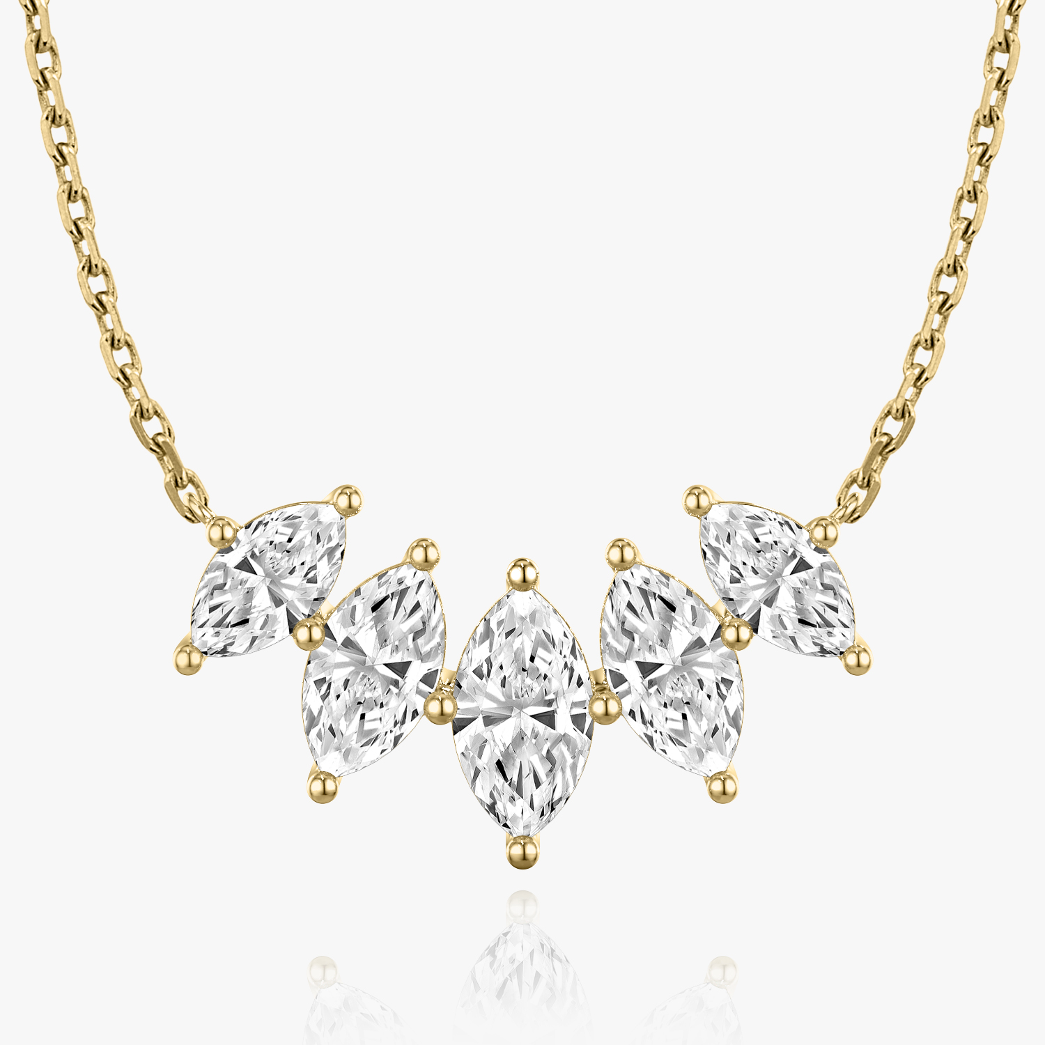 Arc Necklace in Yellow Gold | 5 Marquise VRAI Created Diamonds