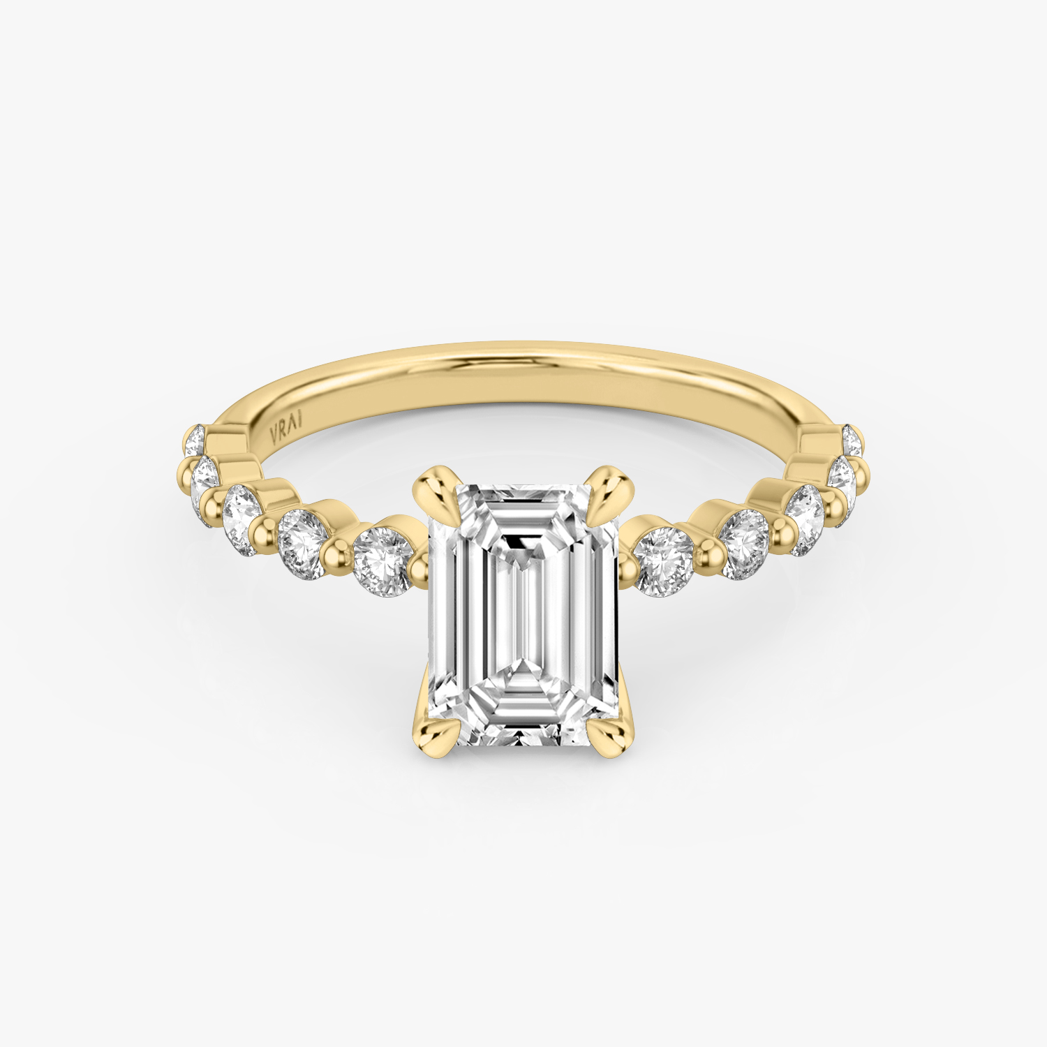 The Single Shared Prong Emerald Engagement Ring | Yellow Gold