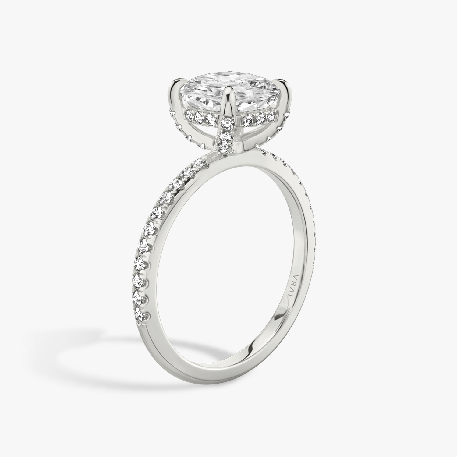 The Classic Hidden Halo Cushion Engagement Ring | Pavé Band | Platinum