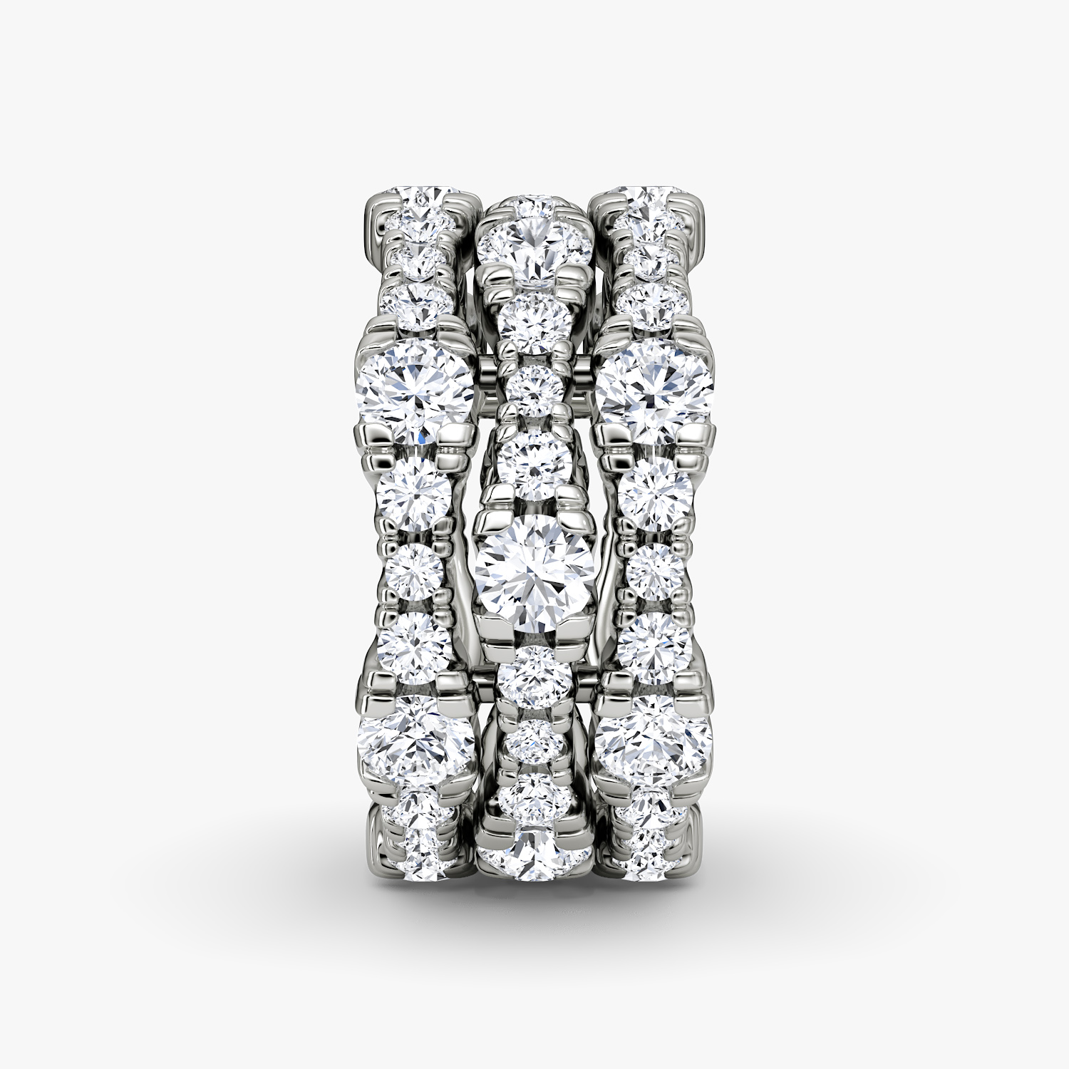 Multi Row Pavé Ring in White Gold | 3 Round Brilliant Cut VRAI Created ...