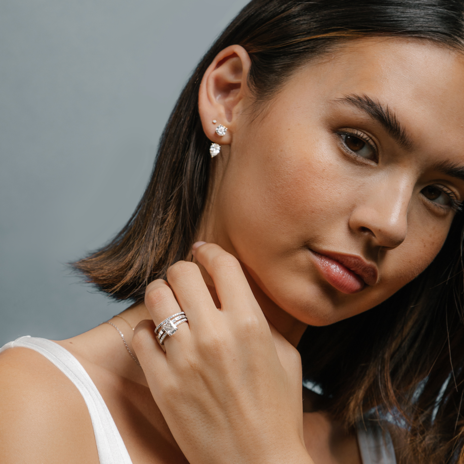 Solitaire Stud Ear Jacket Set | VRAI