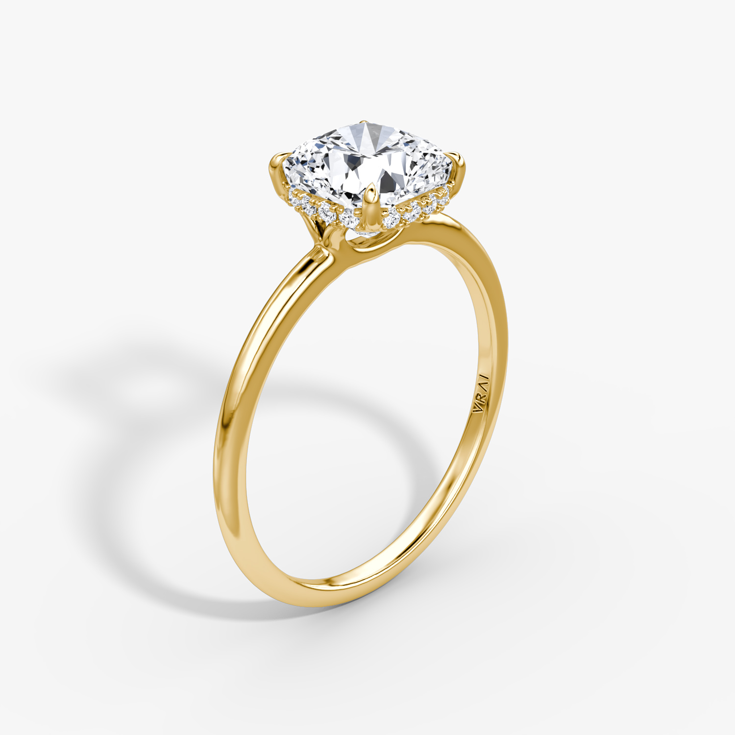 The Signature Cushion Engagement Ring | Plain Band | Yellow Gold