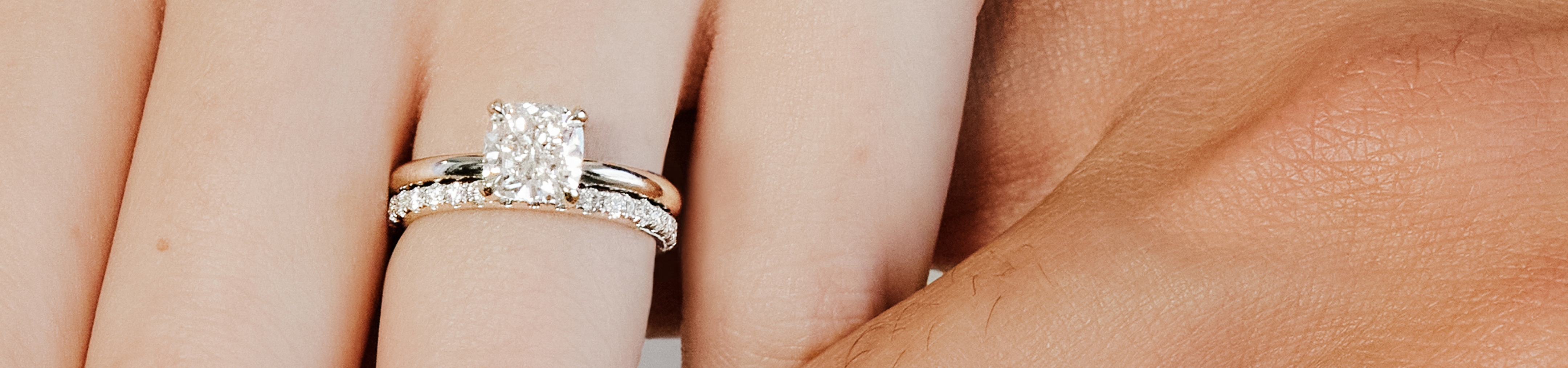 How to Pair Cushion Engagement Ring With Wedding Band I VRAI