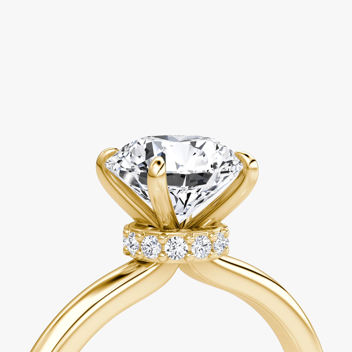 The Veiled Halo Round Brilliant Engagement Ring | Plain Band | Yellow Gold