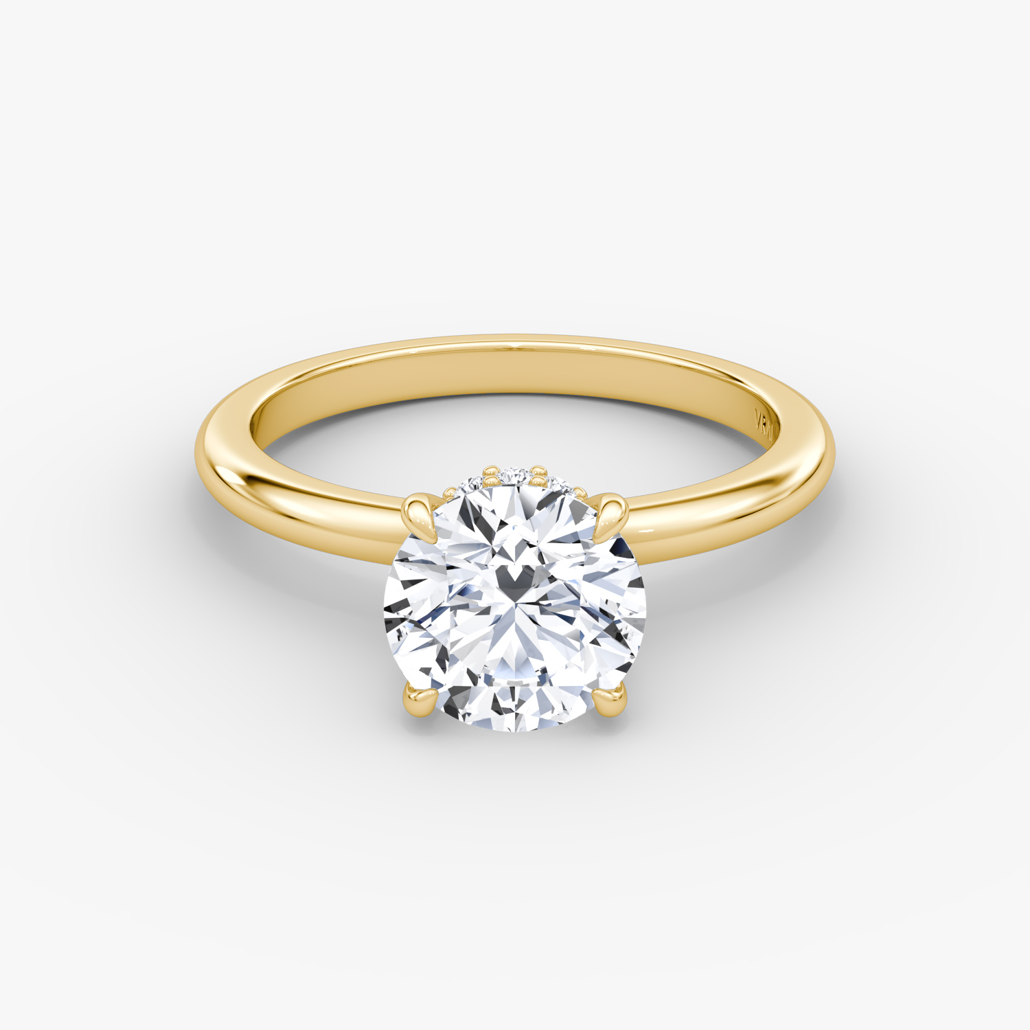 The Veiled Halo Round Brilliant Engagement Ring | Plain Band | Yellow Gold