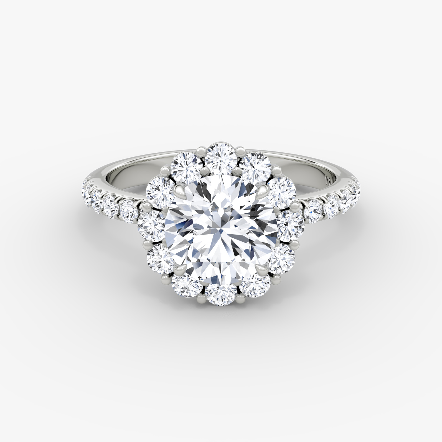 The Signature Floral Halo Round Brilliant Engagement Ring | Pavé Band ...