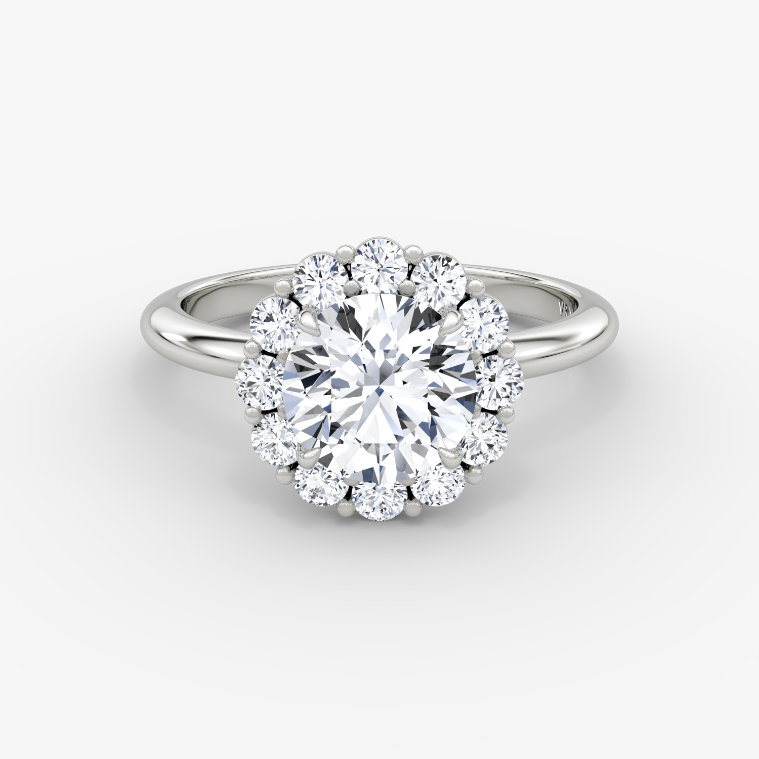 The Signature Floral Halo Round Brilliant Engagement Ring | Plain Band ...