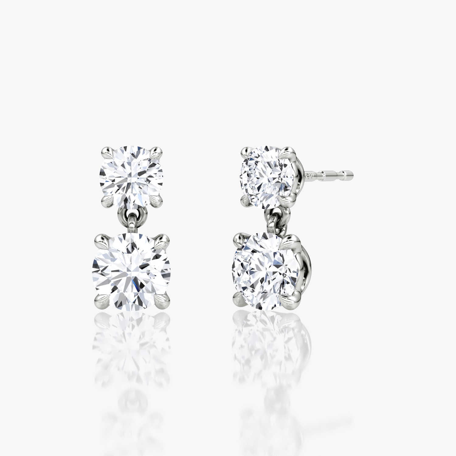 Signature Duo Drop Earrings in White Gold | 0.75ct Per Earring | Round ...