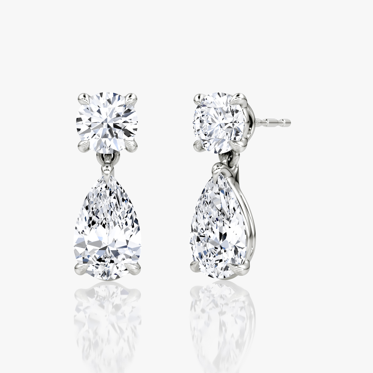 Signature Duo Drop Earrings in White Gold | 1.50ct Per Earring | Round ...