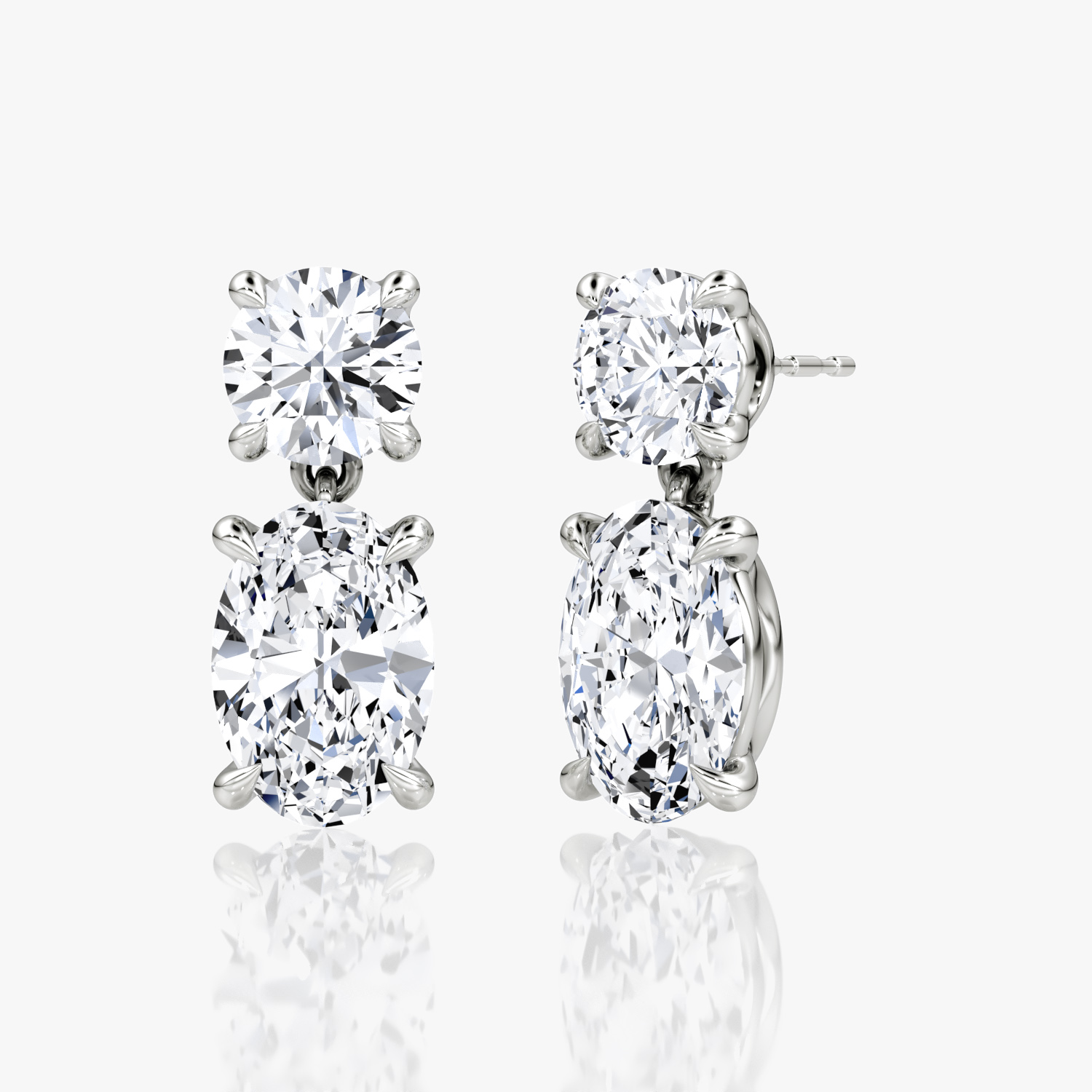 Signature Duo Drop Earrings in White Gold | 3ct Per Earring | Round ...