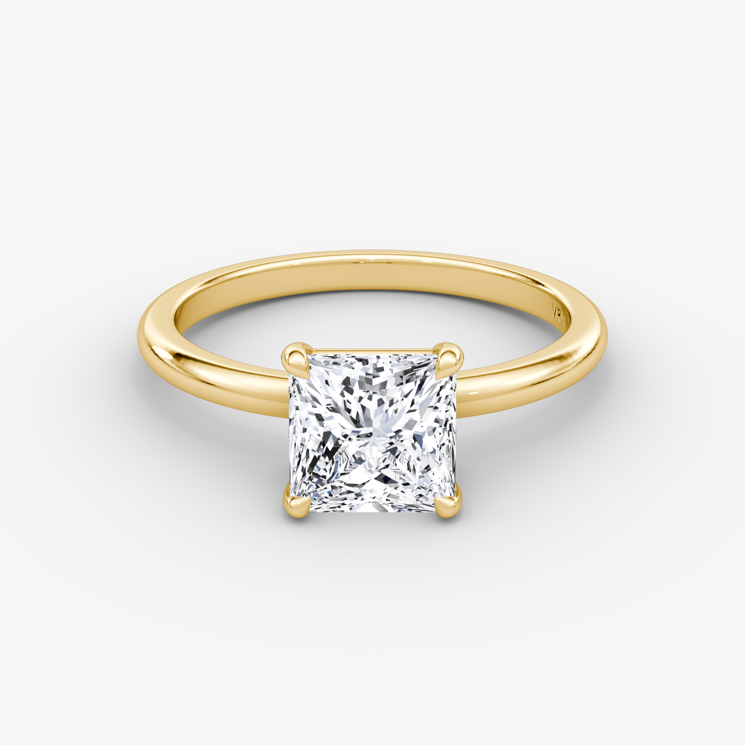 The Signature Princess Engagement Ring | Plain Band | 18k Yellow Gold