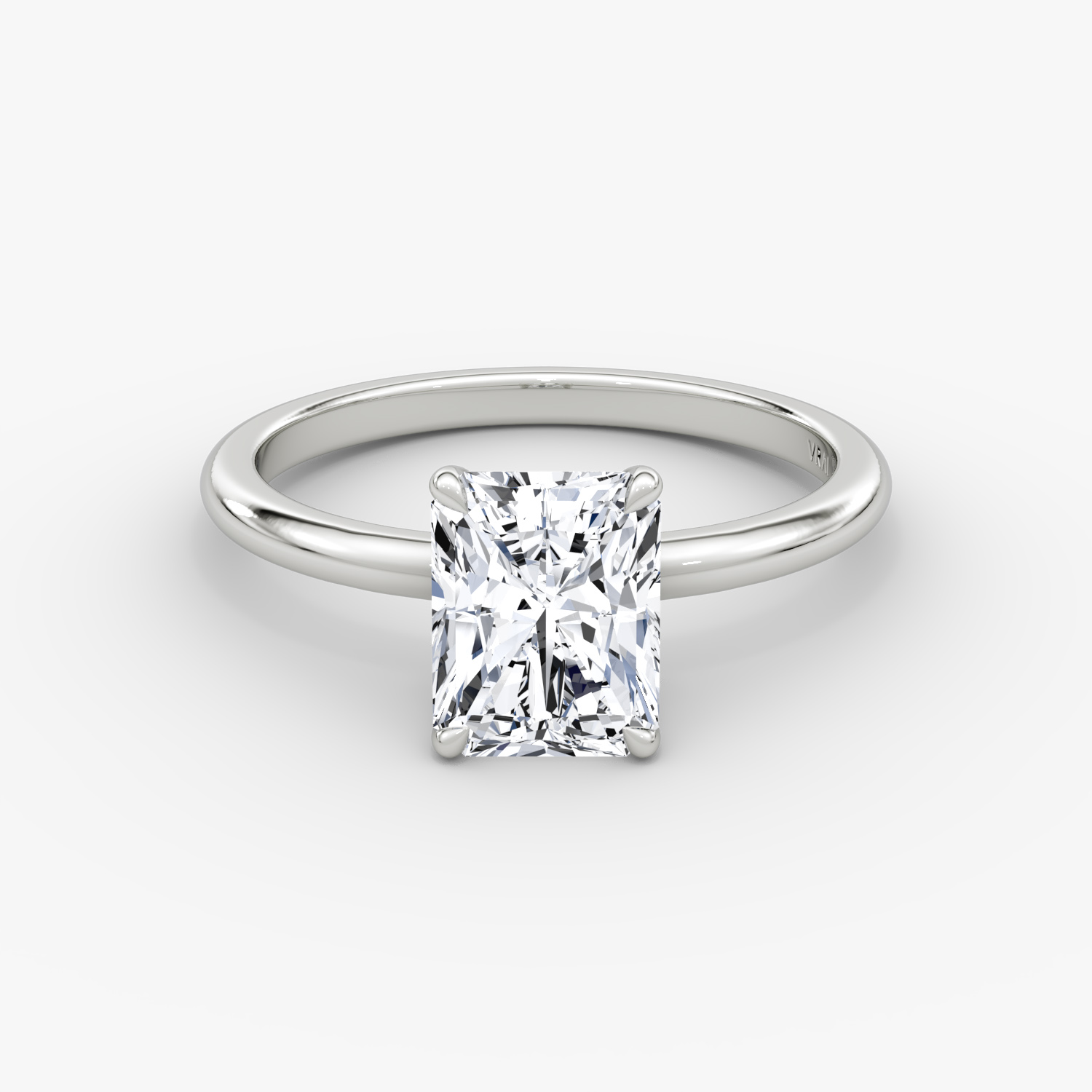 The Signature Radiant Engagement Ring | Plain Band | White Gold