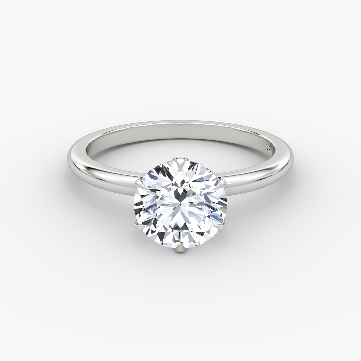 The V Round Brilliant Engagement Ring | Plain Band | White Gold