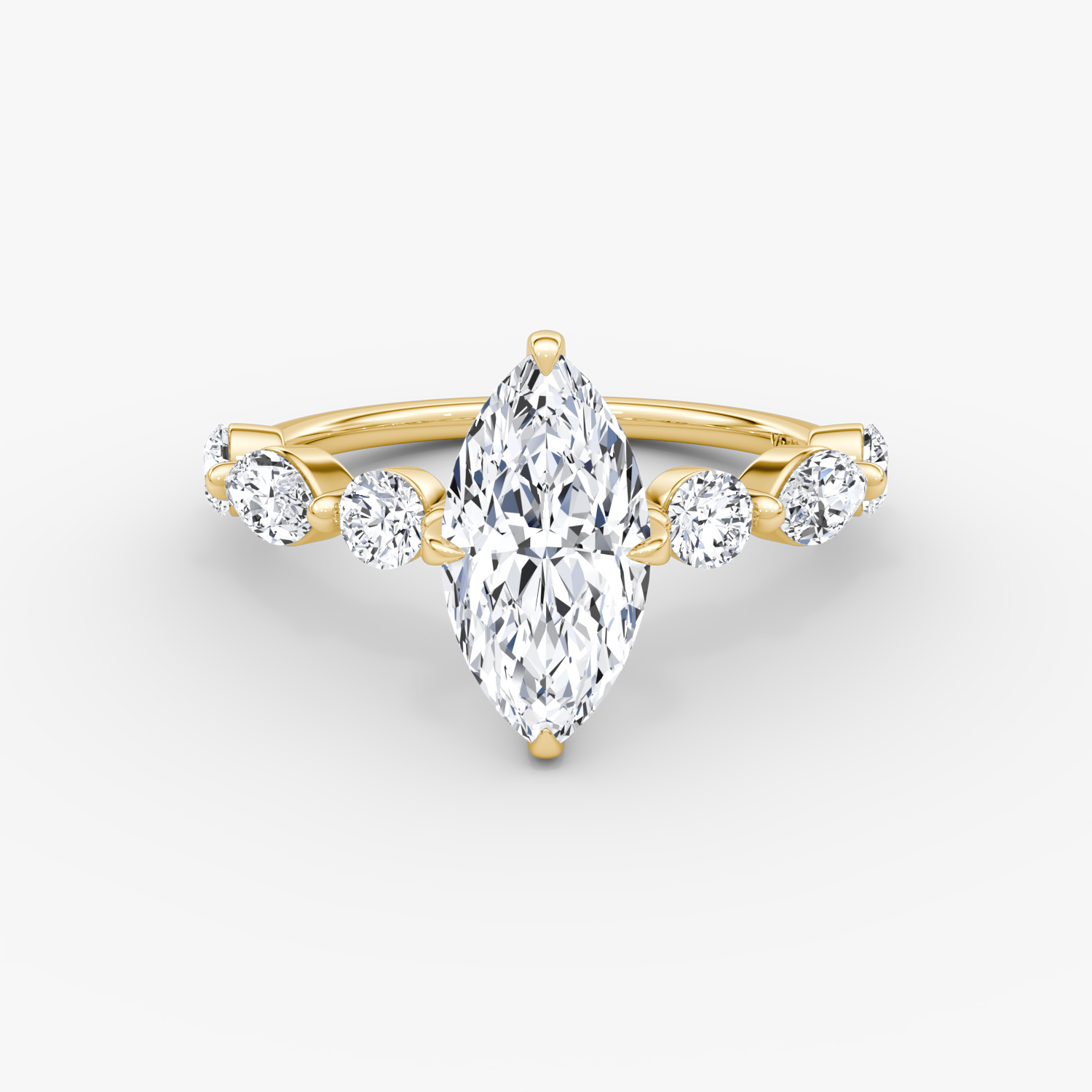 The Mixed Shape Single Shared Prong Marquise Engagement Ring | Yellow Gold