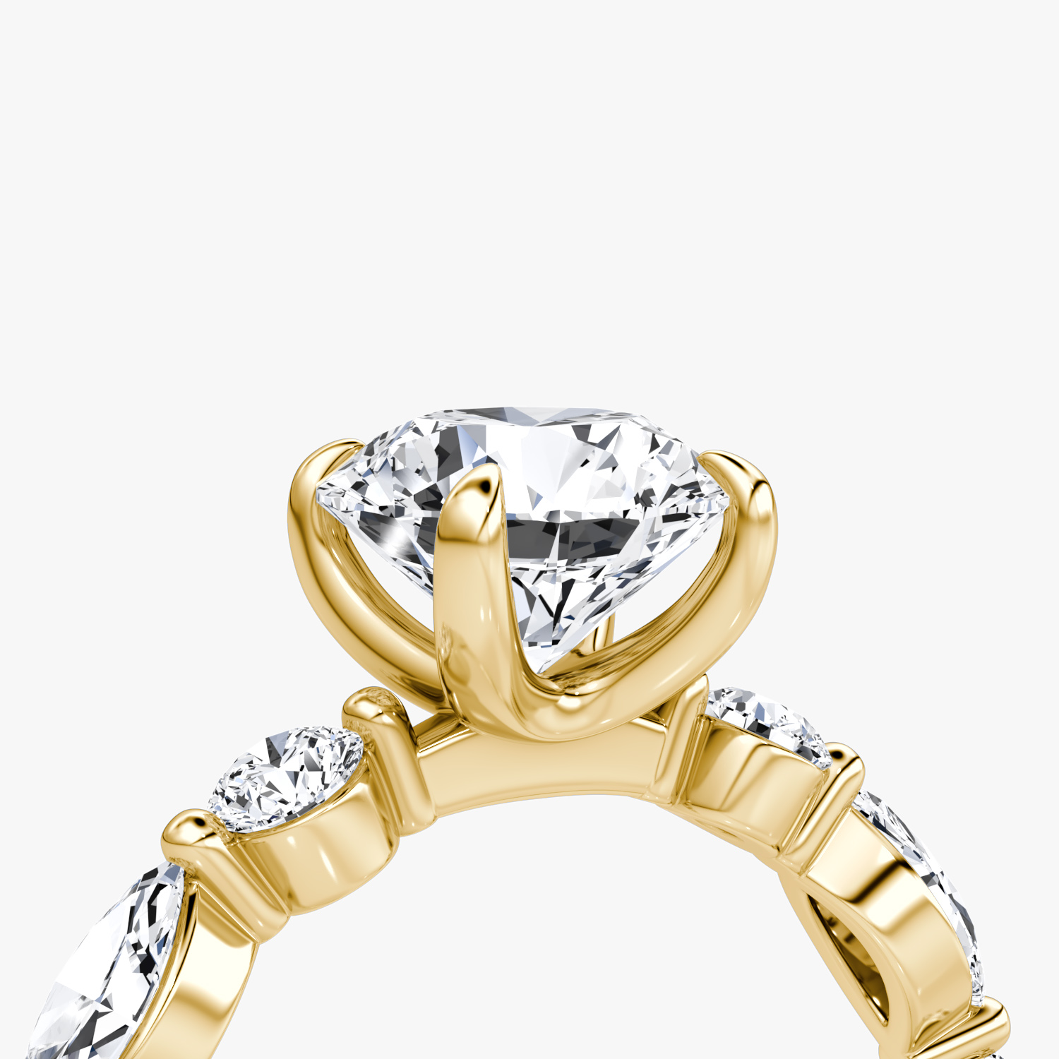 The Mixed Shape Single Shared Prong Round Brilliant Engagement Ring ...