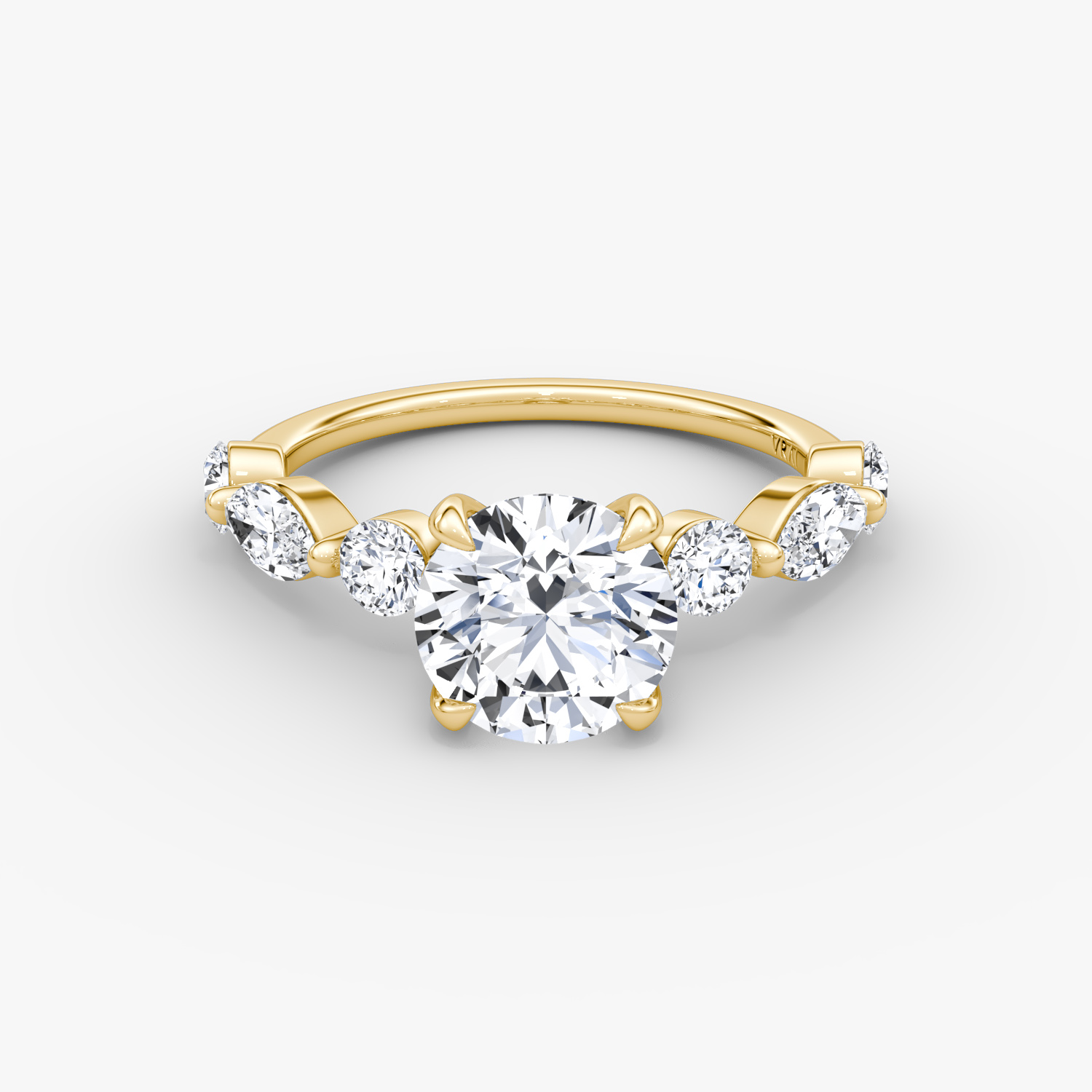 The Mixed Shape Single Shared Prong Round Brilliant Engagement Ring ...