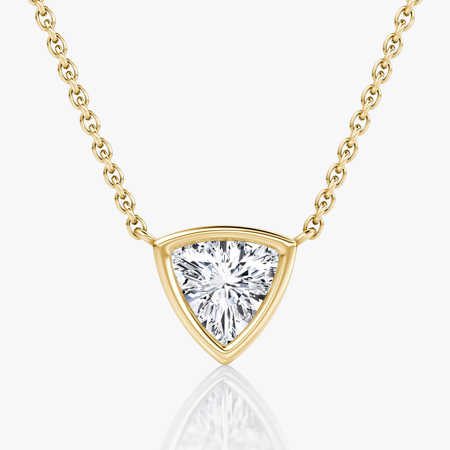 Bezel Solitaire Necklace in Yellow Gold | Trillion Cut | 0.75ct Carat ...