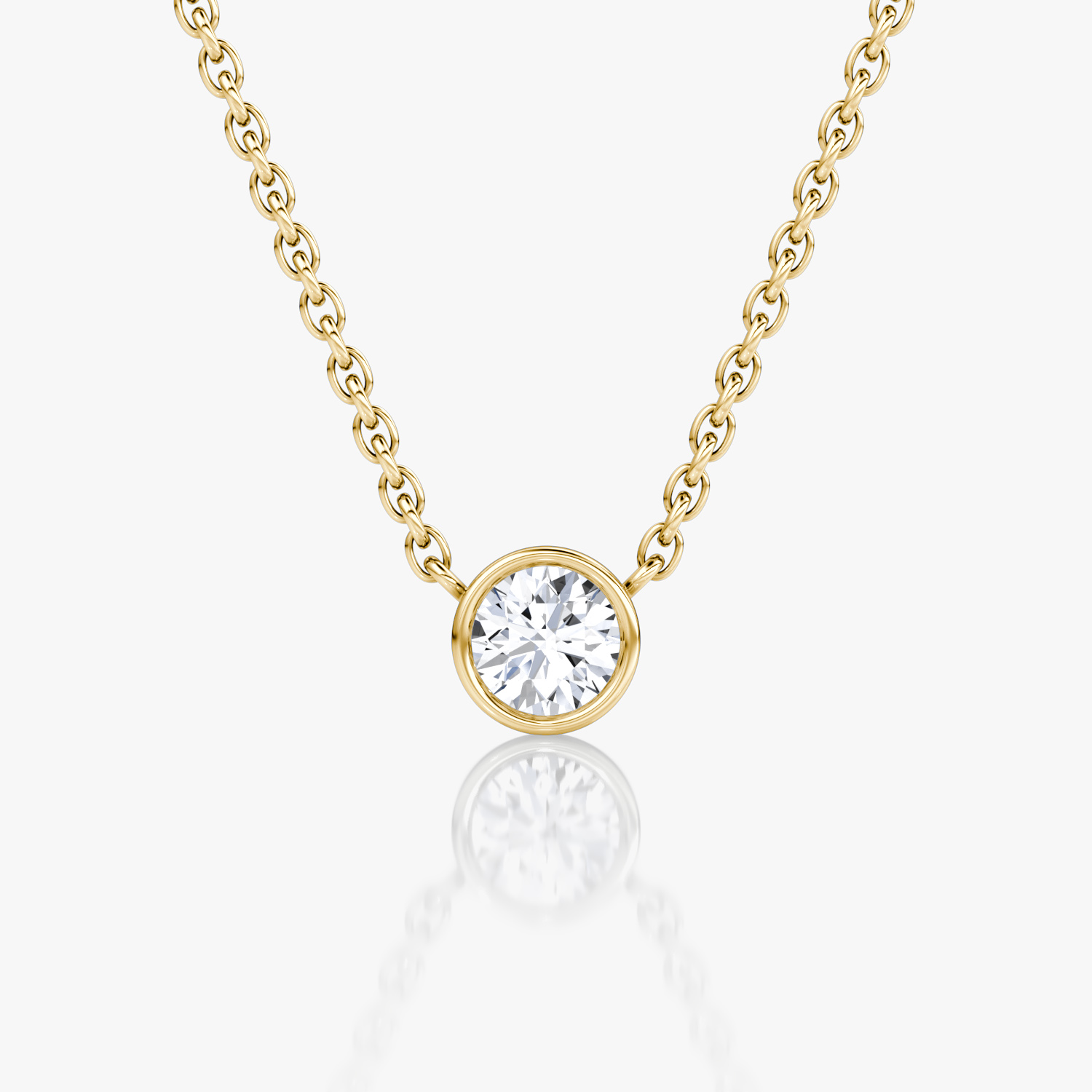 Bezel Solitaire Necklace in Yellow Gold | Round Brilliant Cut | 0.10ct ...