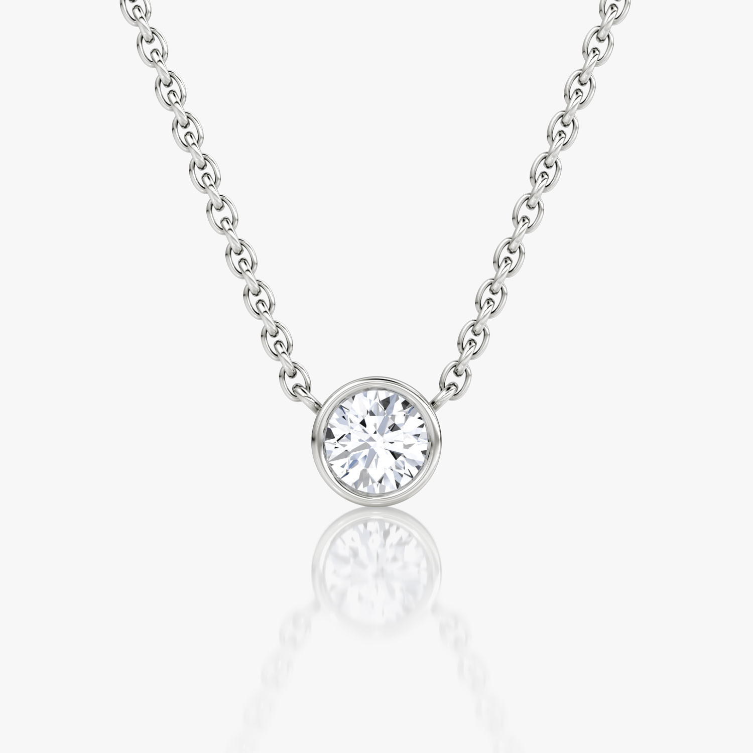 Bezel Solitaire Necklace in White Gold | Round Brilliant Cut | 0.10ct ...