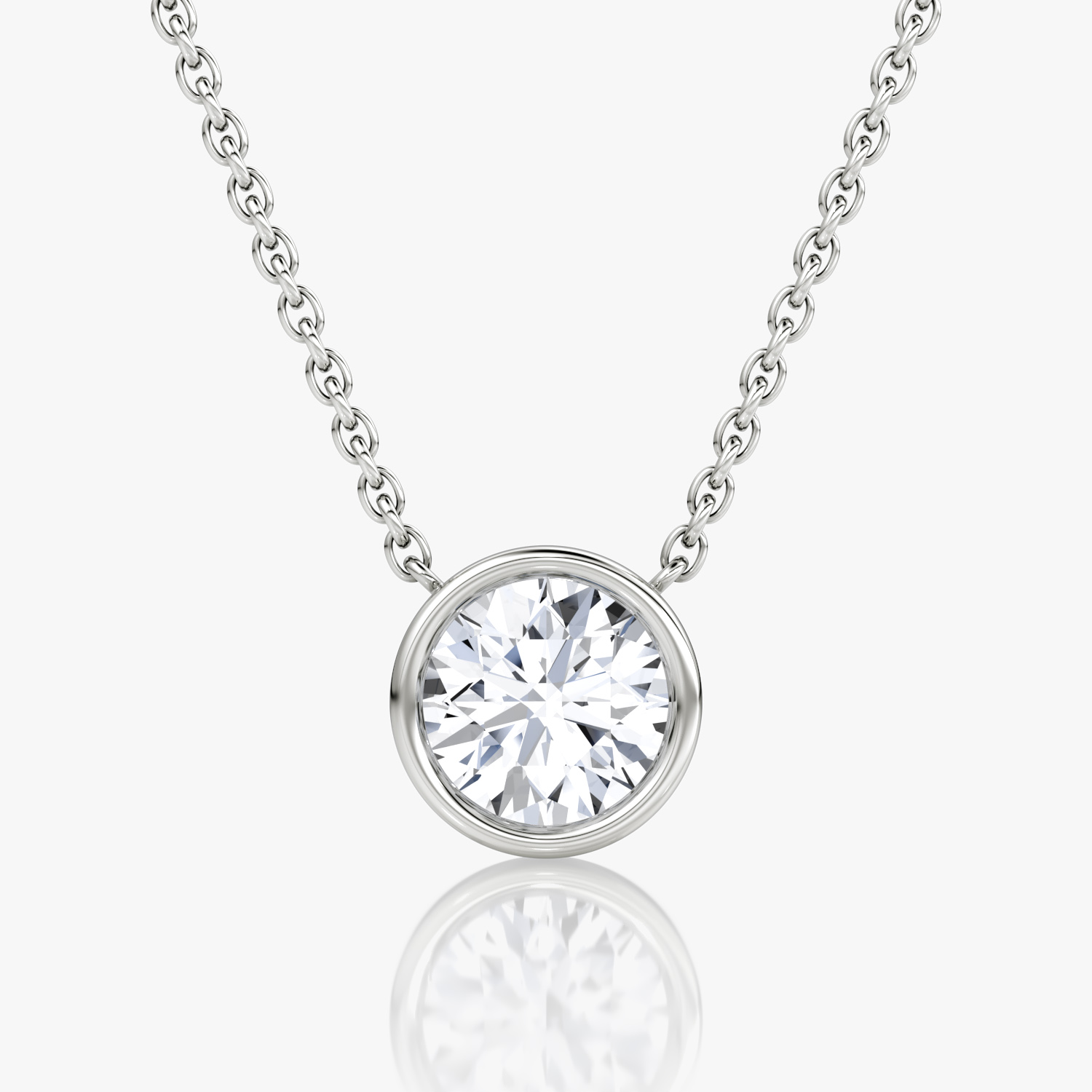 Bezel Solitaire Necklace in White Gold | Round Brilliant Cut | 1.0ct ...