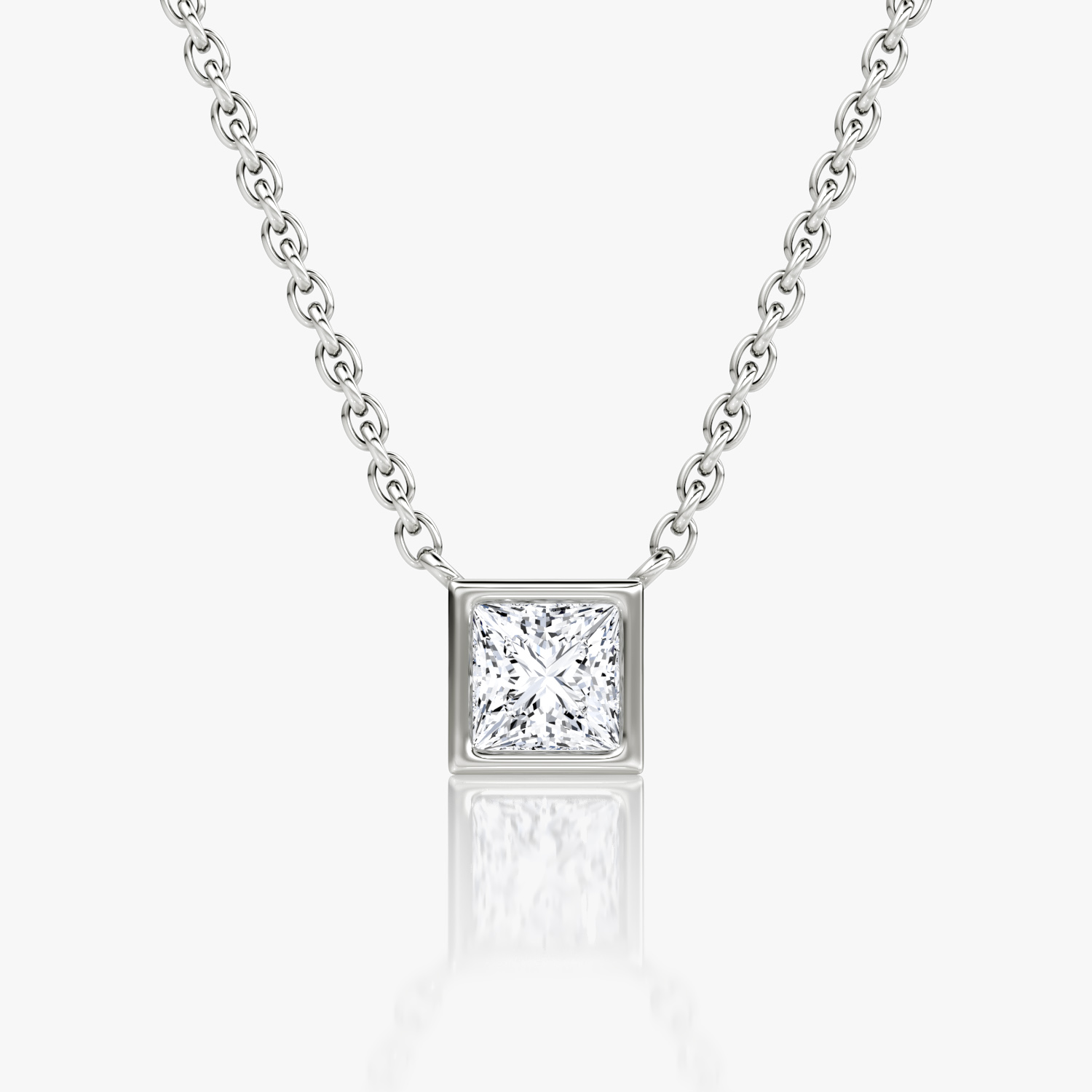 Bezel Solitaire Necklace in White Gold | Princess Cut | 0.25ct Carat ...