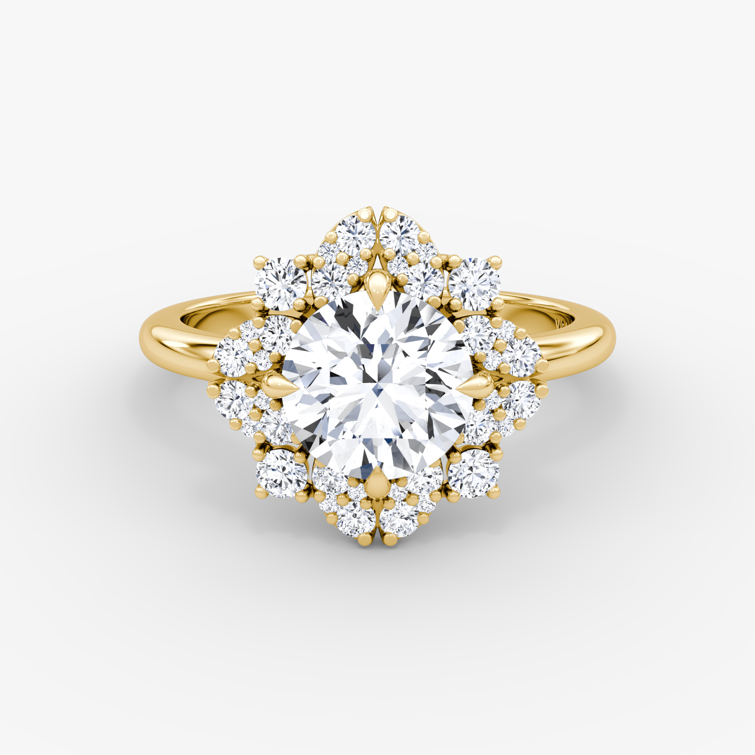 The Carnation Round Brilliant Engagement Ring | Plain Band | Yellow Gold