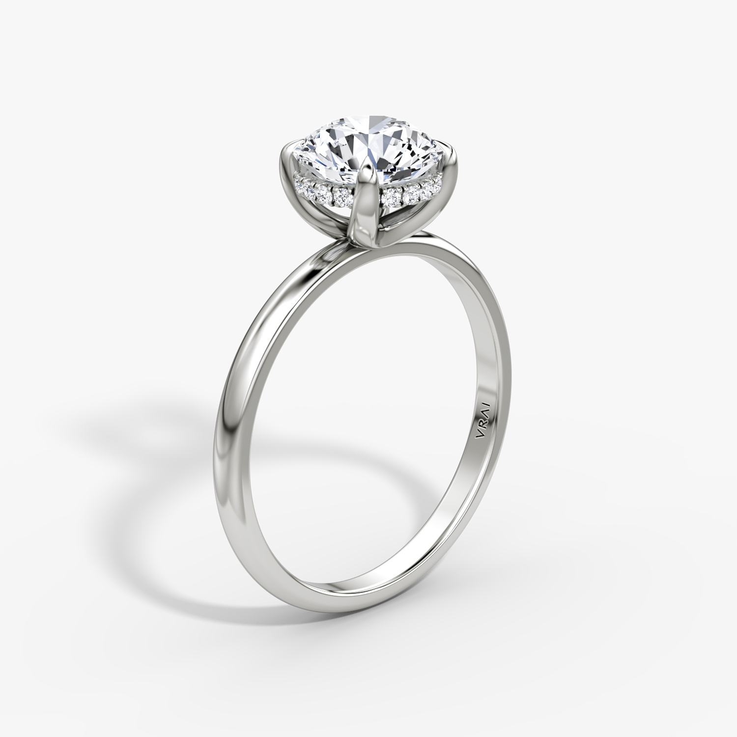 The Classic Hidden Halo Round Brilliant Engagement Ring | Plain Band ...