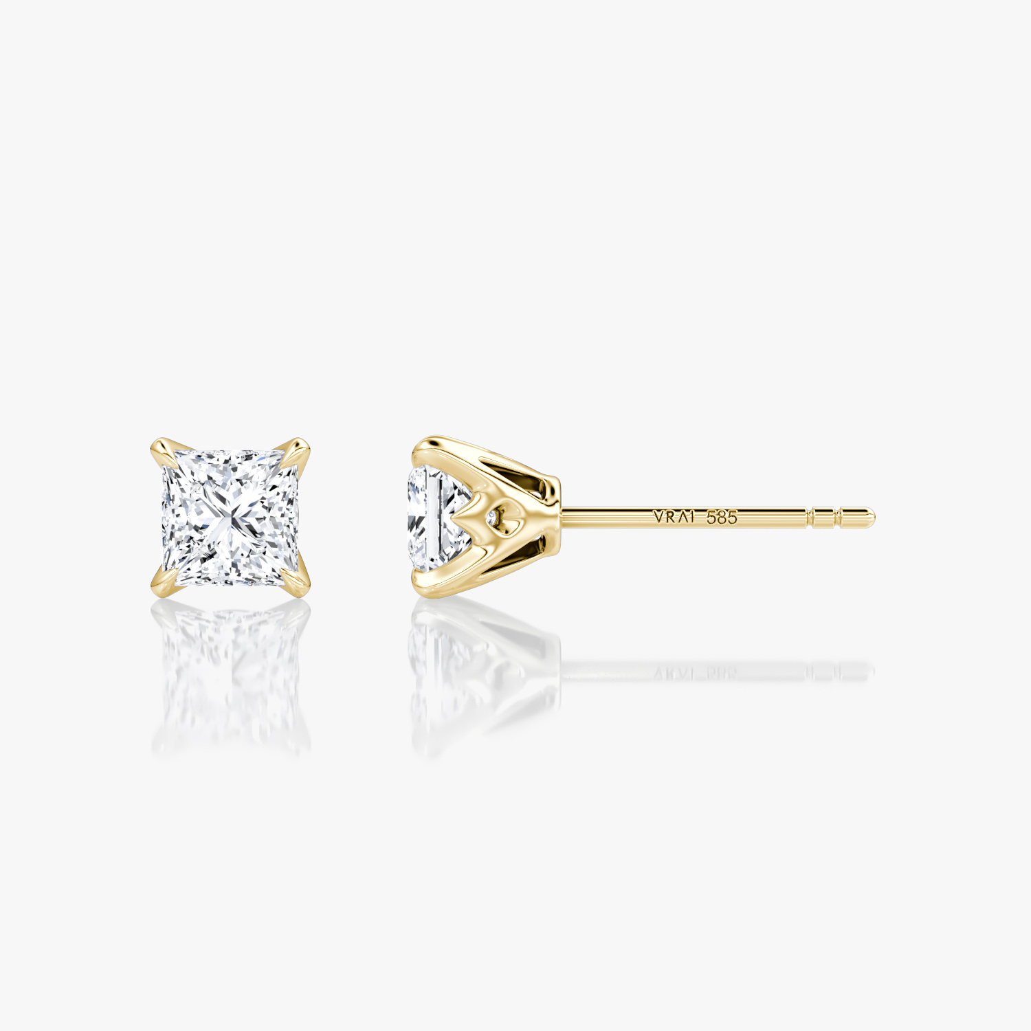Martini Stud Earrings in Yellow Gold | 1.0ct Carat Per Stud | Princess ...